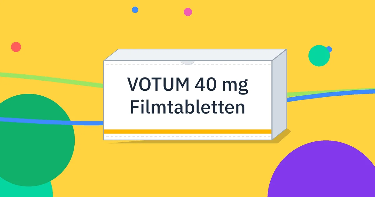 Symbolbild: Packung mit der Aufschrift VOTUM 40 mg Filmtabletten (PZN 02170189) – Verfügbarkeit und Bezug in Apotheken in Frankfurt am Main