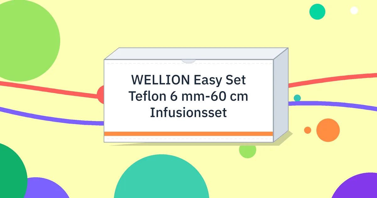 Symbolbild: Packung mit der Aufschrift WELLION Easy Set Teflon 6 mm-60 cm Infusionsset (PZN 16330001) – Verfügbarkeit und Bezug in Apotheken in Frankfurt am Main