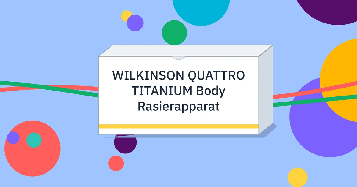 Symbolbild: Packung mit der Aufschrift WILKINSON QUATTRO TITANIUM Body Rasierapparat (PZN 06900868) – Verfügbarkeit und Bezug in Apotheken in Frankfurt am Main