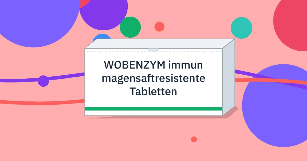 Symbolbild: Packung mit der Aufschrift WOBENZYM immun magensaftresistente Tabletten (PZN 07368631) – Verfügbarkeit und Bezug in Apotheken in Frankfurt am Main