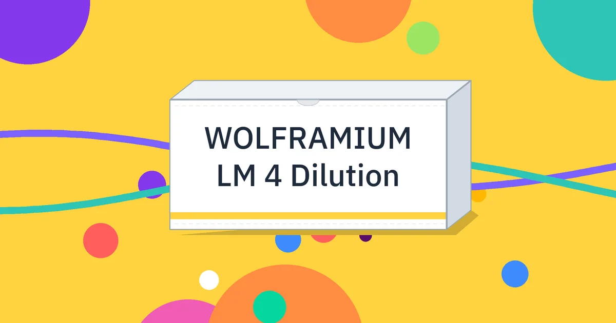 Symbolbild: Packung mit der Aufschrift WOLFRAMIUM LM 4 Dilution (PZN 13280432) – Verfügbarkeit und Bezug in Apotheken in Frankfurt am Main