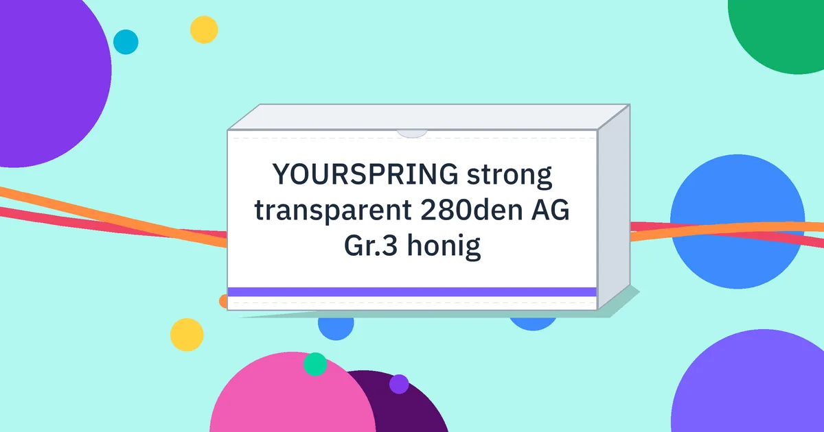 Symbolbild: Packung mit der Aufschrift YOURSPRING strong transparent 280den AG Gr.3 honig (PZN 18058098) – Verfügbarkeit und Bezug in Apotheken in Frankfurt am Main