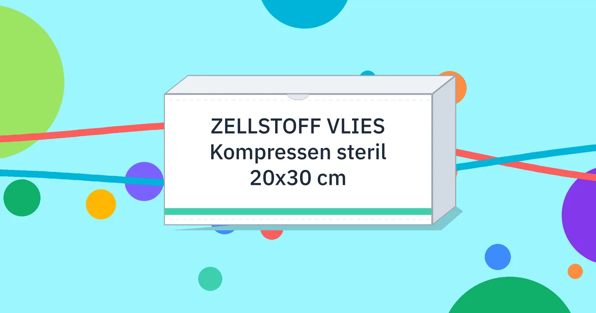 Symbolbild: Packung mit der Aufschrift ZELLSTOFF VLIES Kompressen steril 20x30 cm (PZN 07259037) – Verfügbarkeit und Bezug in Apotheken in Frankfurt am Main