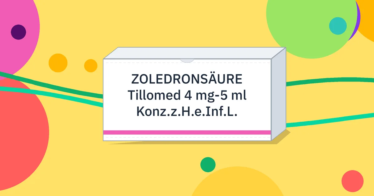 Symbolbild: Packung mit der Aufschrift ZOLEDRONSÄURE Tillomed 4 mg-5 ml Konz.z.H.e.Inf.L. (PZN 15862463) – Verfügbarkeit und Bezug in Apotheken in Frankfurt am Main
