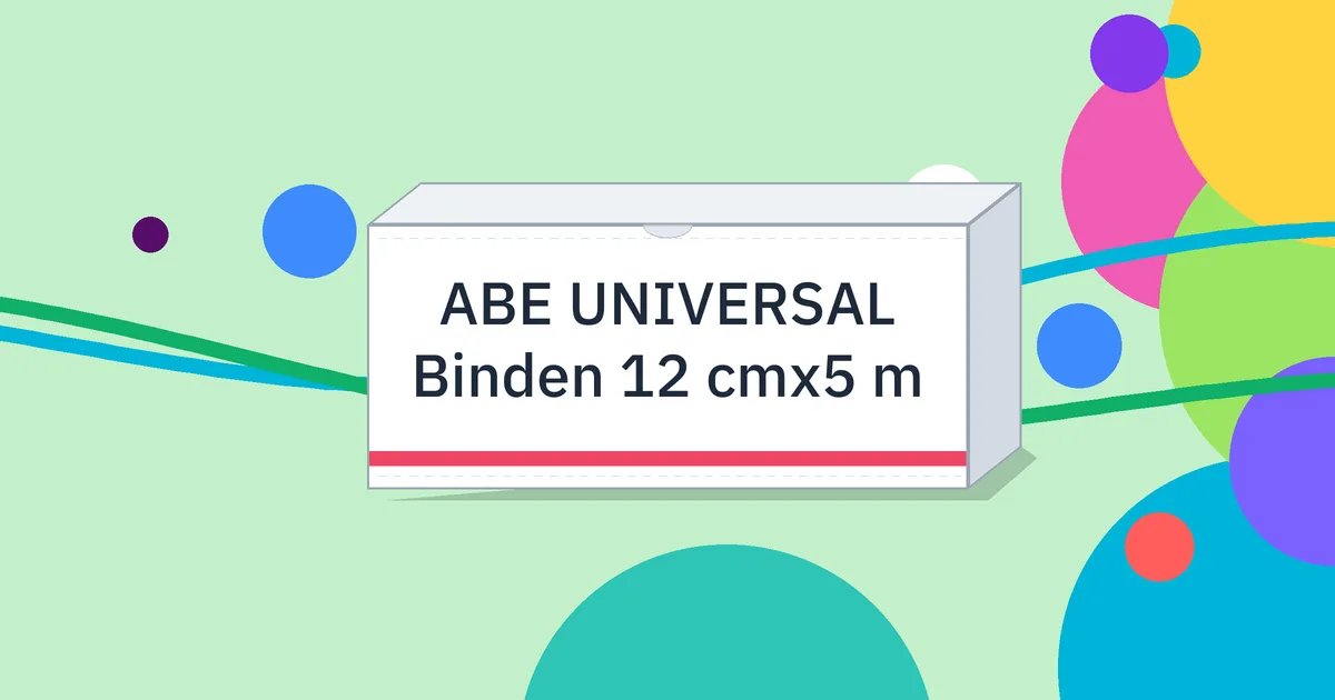 Symbolbild: Packung mit der Aufschrift ABE UNIVERSAL Binden 12 cmx5 m (PZN 00761532) – Verfügbarkeit und Bezug in Apotheken in Frankfurt am Main