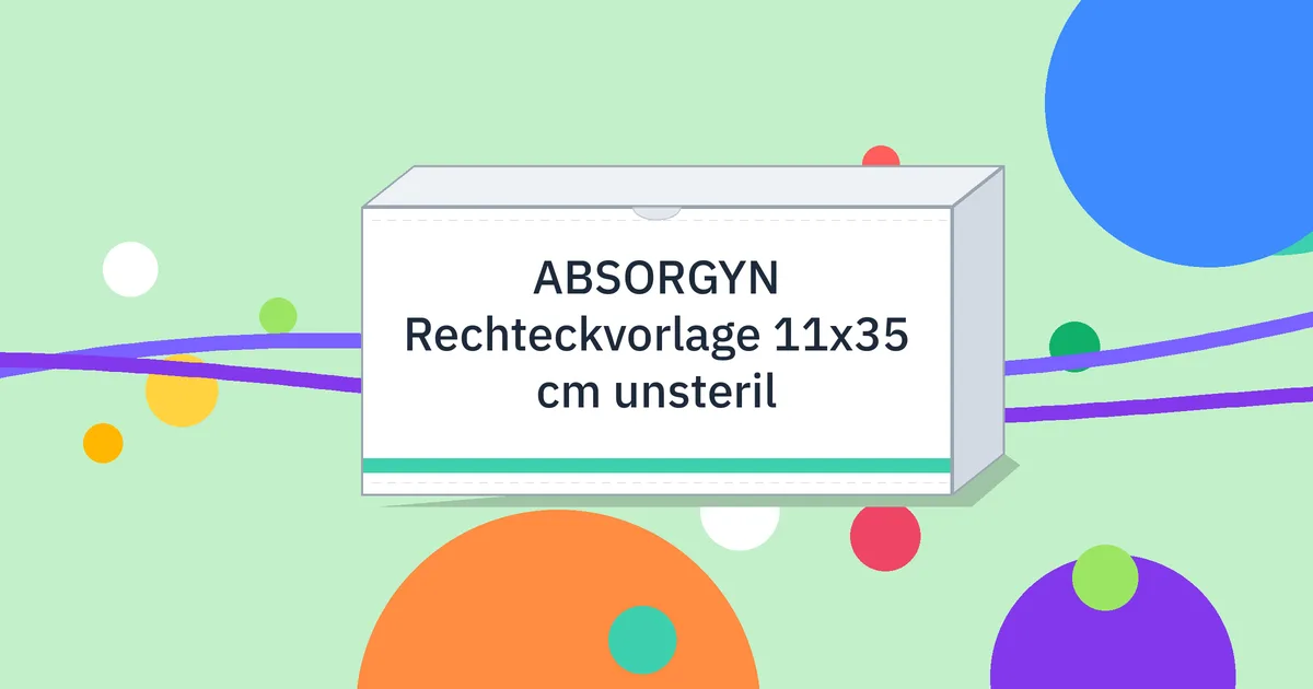 Symbolbild: Packung mit der Aufschrift ABSORGYN Rechteckvorlage 11x35 cm unsteril (PZN 17268215) – Verfügbarkeit und Bezug in Apotheken in Frankfurt am Main