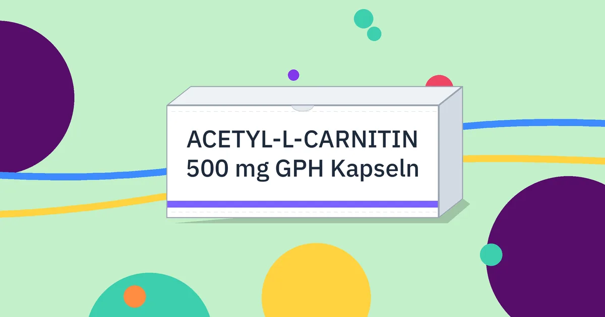 Symbolbild: Packung mit der Aufschrift ACETYL-L-CARNITIN 500 mg GPH Kapseln (PZN 09681295) – Verfügbarkeit und Bezug in Apotheken in Frankfurt am Main