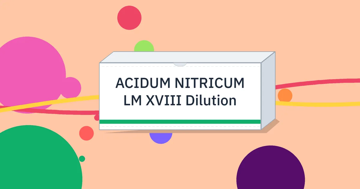 Symbolbild: Packung mit der Aufschrift ACIDUM NITRICUM LM XVIII Dilution (PZN 02820888) – Verfügbarkeit und Bezug in Apotheken in Frankfurt am Main