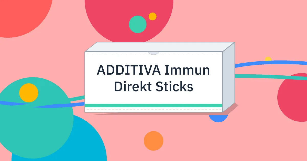 Symbolbild: Packung mit der Aufschrift ADDITIVA Immun Direkt Sticks (PZN 11141229) – Verfügbarkeit und Bezug in Apotheken in Frankfurt am Main