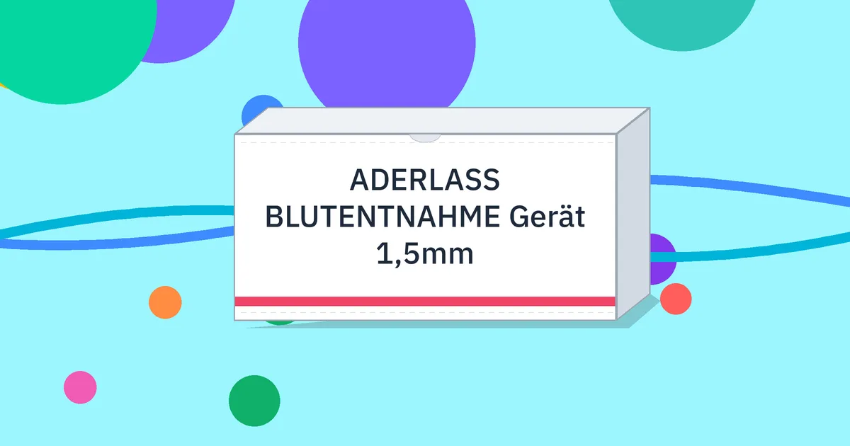 Symbolbild: Packung mit der Aufschrift ADERLASS BLUTENTNAHME Gerät 1,5mm (PZN 09251548) – Verfügbarkeit und Bezug in Apotheken in Frankfurt am Main