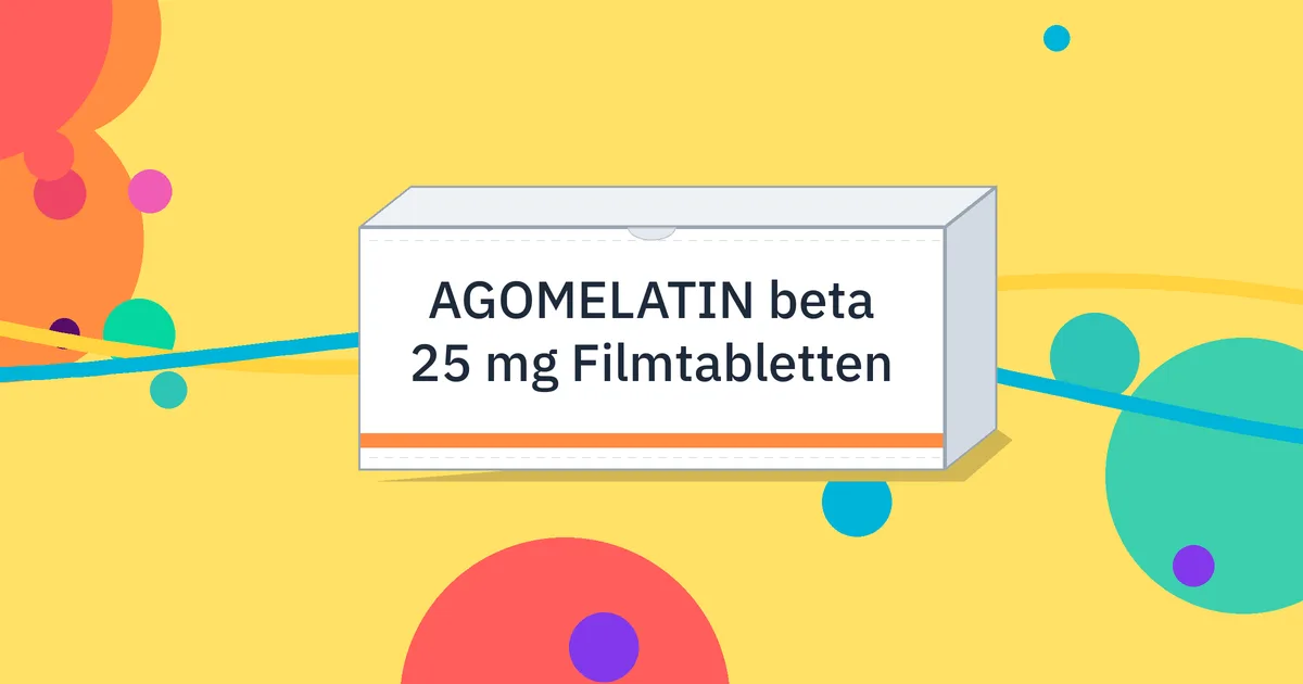 Symbolbild: Packung mit der Aufschrift AGOMELATIN beta 25 mg Filmtabletten (PZN 13982298) – Verfügbarkeit und Bezug in Apotheken in Frankfurt am Main
