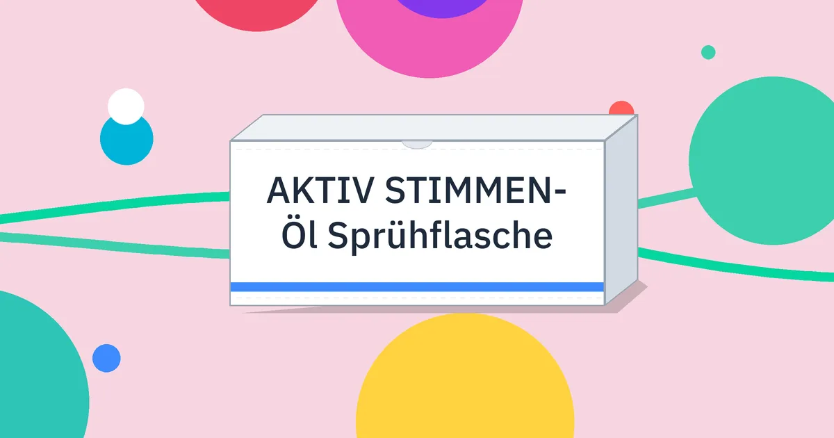 Symbolbild: Packung mit der Aufschrift AKTIV STIMMEN-Öl Sprühflasche (PZN 00978326) – Verfügbarkeit und Bezug in Apotheken in Frankfurt am Main