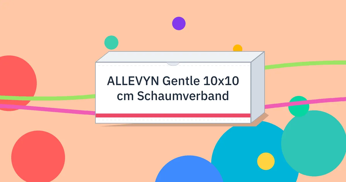 Symbolbild: Packung mit der Aufschrift ALLEVYN Gentle 10x10 cm Schaumverband (PZN 09616808) – Verfügbarkeit und Bezug in Apotheken in Frankfurt am Main