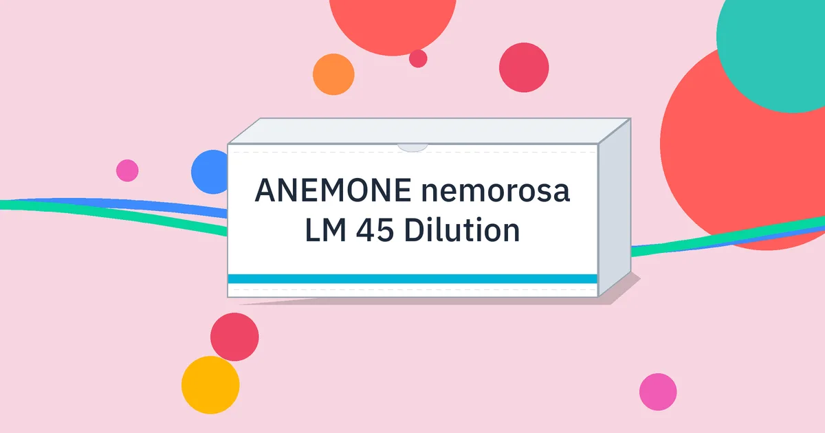 Symbolbild: Packung mit der Aufschrift ANEMONE nemorosa LM 45 Dilution (PZN 13366814) – Verfügbarkeit und Bezug in Apotheken in Frankfurt am Main