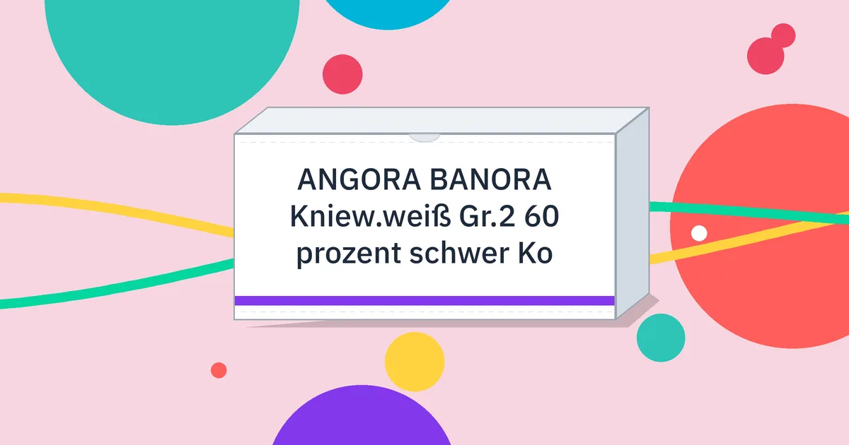 Symbolbild: Packung mit der Aufschrift ANGORA BANORA Kniew.weiß Gr.2 60 prozent schwer Ko (PZN 02769087) – Verfügbarkeit und Bezug in Apotheken in Frankfurt am Main