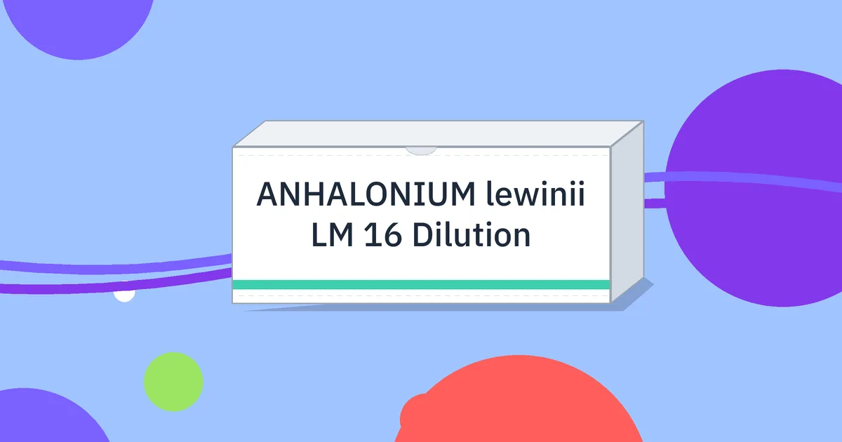 Symbolbild: Packung mit der Aufschrift ANHALONIUM lewinii LM 16 Dilution (PZN 13368948) – Verfügbarkeit und Bezug in Apotheken in Frankfurt am Main