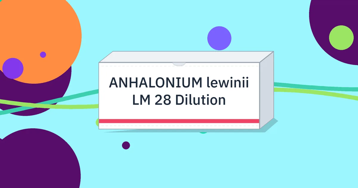 Symbolbild: Packung mit der Aufschrift ANHALONIUM lewinii LM 28 Dilution (PZN 13369089) – Verfügbarkeit und Bezug in Apotheken in Frankfurt am Main