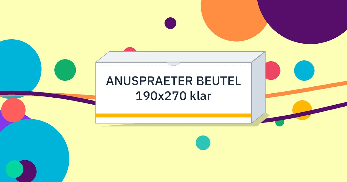 Symbolbild: Packung mit der Aufschrift ANUSPRAETER BEUTEL 190x270 klar (PZN 01960966) – Verfügbarkeit und Bezug in Apotheken in Frankfurt am Main