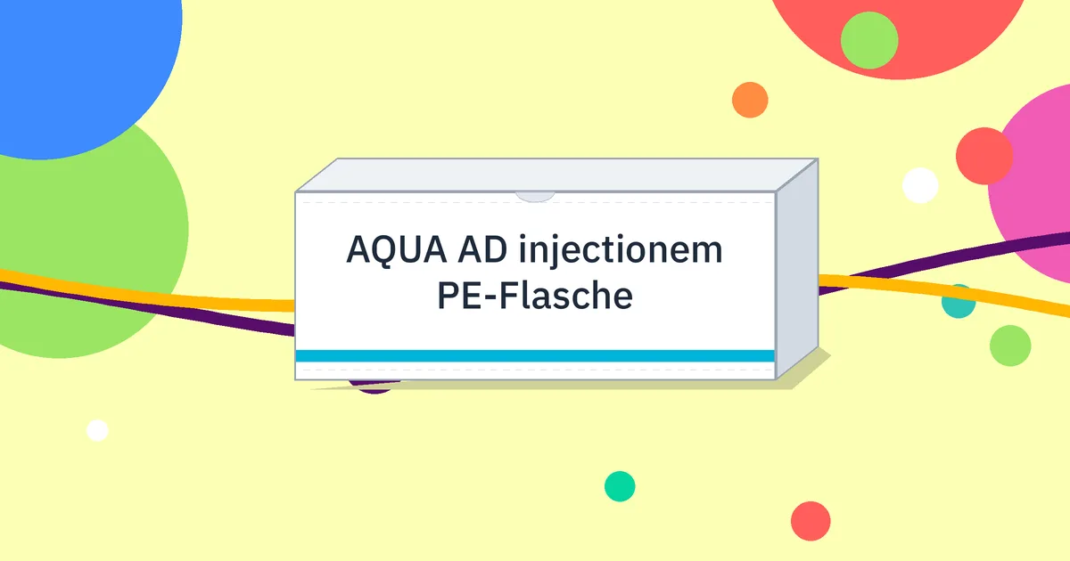 Symbolbild: Packung mit der Aufschrift AQUA AD injectionem PE-Flasche (PZN 09693720) – Verfügbarkeit und Bezug in Apotheken in Frankfurt am Main