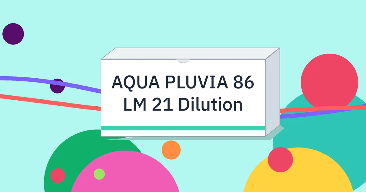 Symbolbild: Packung mit der Aufschrift AQUA PLUVIA 86 LM 21 Dilution (PZN 12766523) – Verfügbarkeit und Bezug in Apotheken in Frankfurt am Main