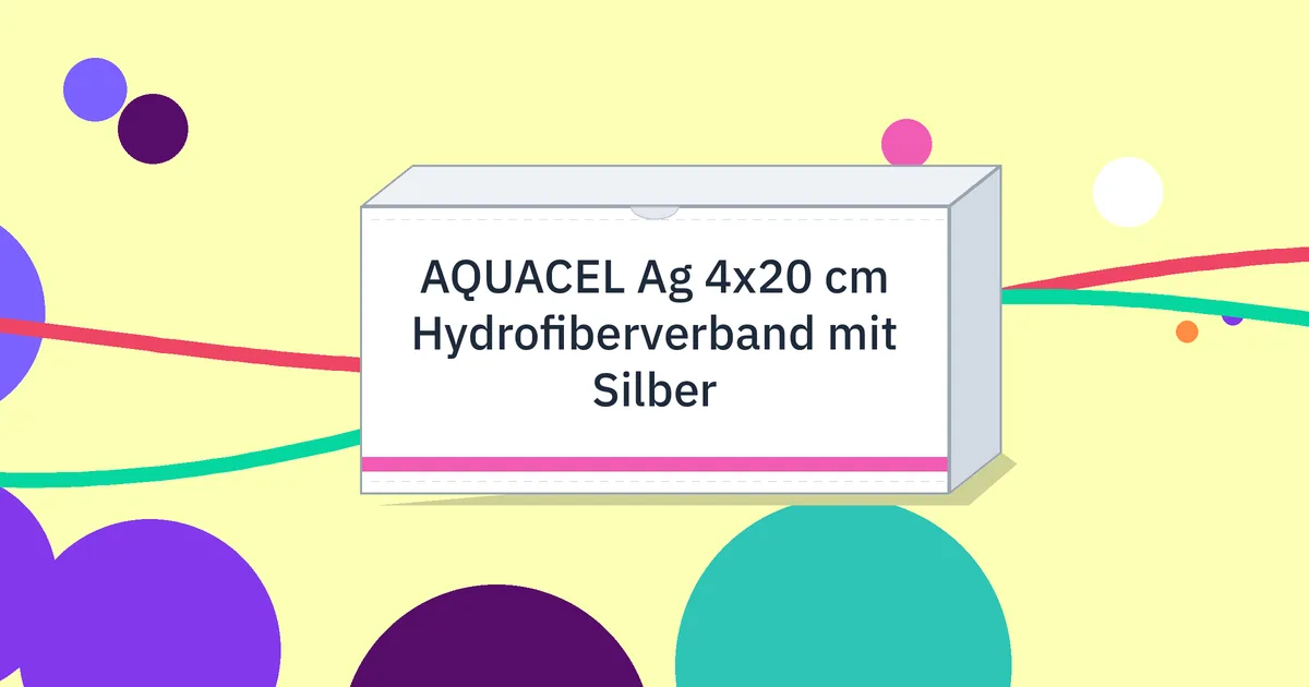 Symbolbild: Packung mit der Aufschrift AQUACEL Ag 4x20 cm Hydrofiberverband mit Silber (PZN 11183966) – Verfügbarkeit und Bezug in Apotheken in Frankfurt am Main