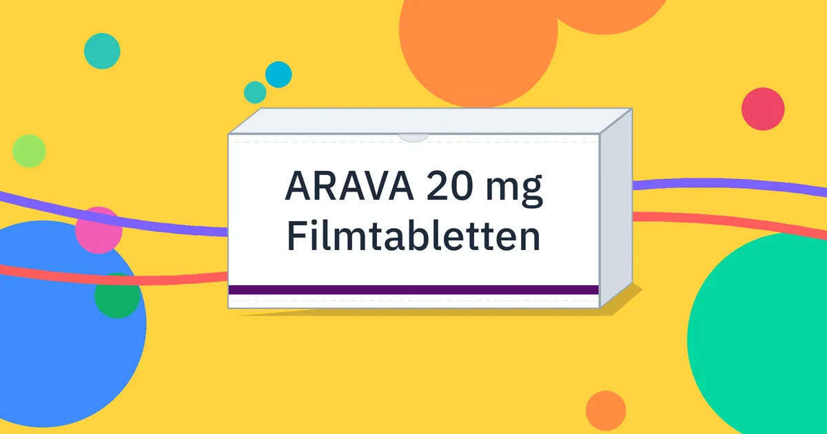 Symbolbild: Packung mit der Aufschrift ARAVA 20 mg Filmtabletten (PZN 18599641) – Verfügbarkeit und Bezug in Apotheken in Frankfurt am Main