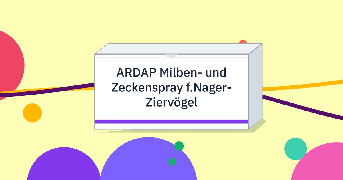 Symbolbild: Packung mit der Aufschrift ARDAP Milben- und Zeckenspray f.Nager-Ziervögel (PZN 16906286) – Verfügbarkeit und Bezug in Apotheken in Frankfurt am Main