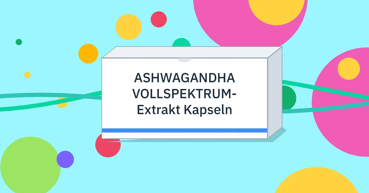 Symbolbild: Packung mit der Aufschrift ASHWAGANDHA VOLLSPEKTRUM-Extrakt Kapseln (PZN 20385634) – Verfügbarkeit und Bezug in Apotheken in Frankfurt am Main