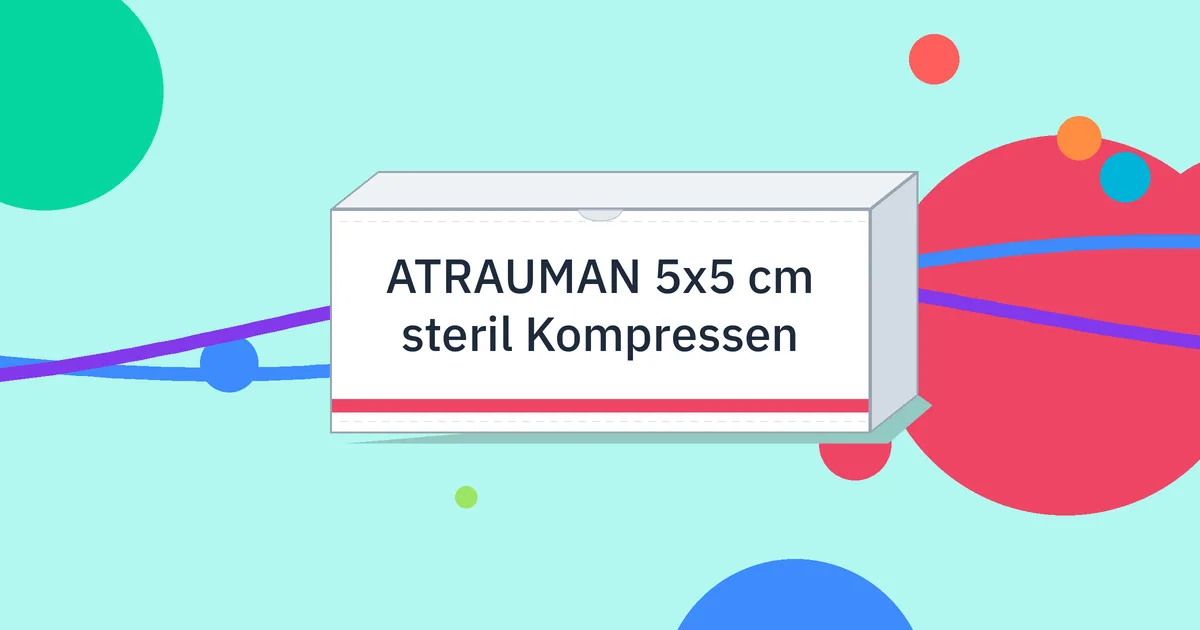 Symbolbild: Packung mit der Aufschrift ATRAUMAN 5x5 cm steril Kompressen (PZN 18035890) – Verfügbarkeit und Bezug in Apotheken in Frankfurt am Main