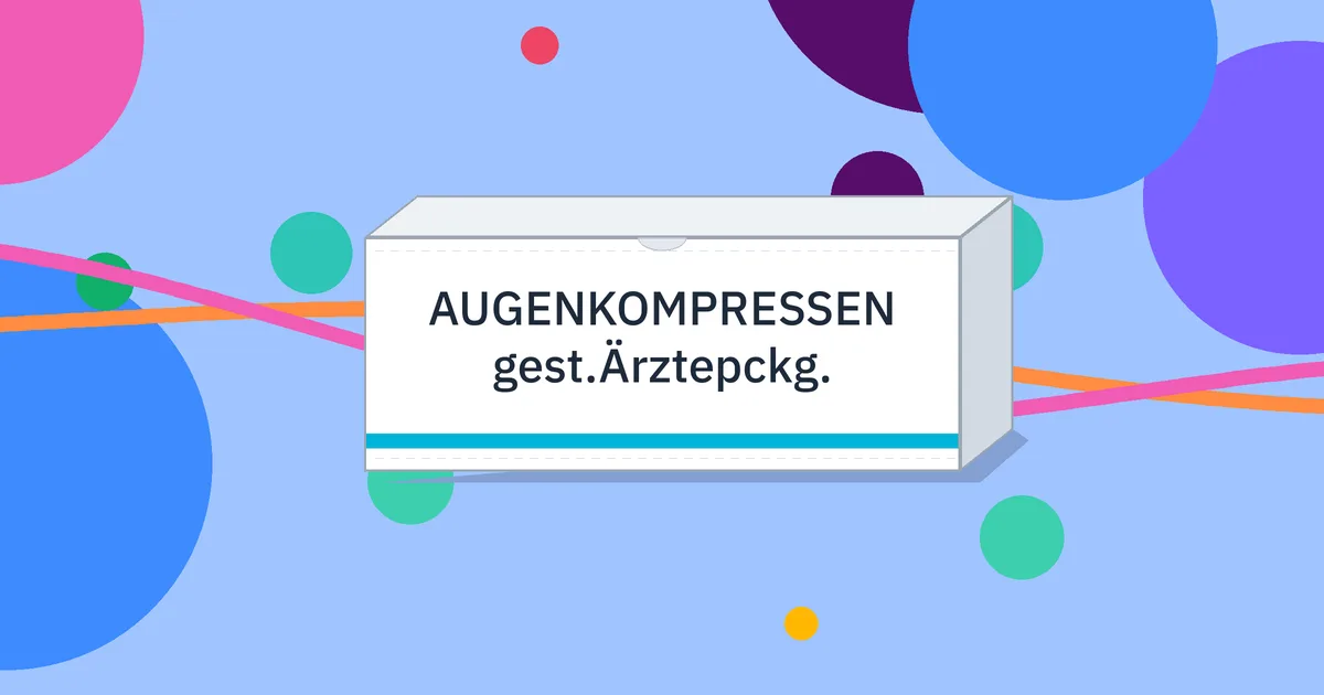 Symbolbild: Packung mit der Aufschrift AUGENKOMPRESSEN gest.Ärztepckg. (PZN 01722563) – Verfügbarkeit und Bezug in Apotheken in Frankfurt am Main