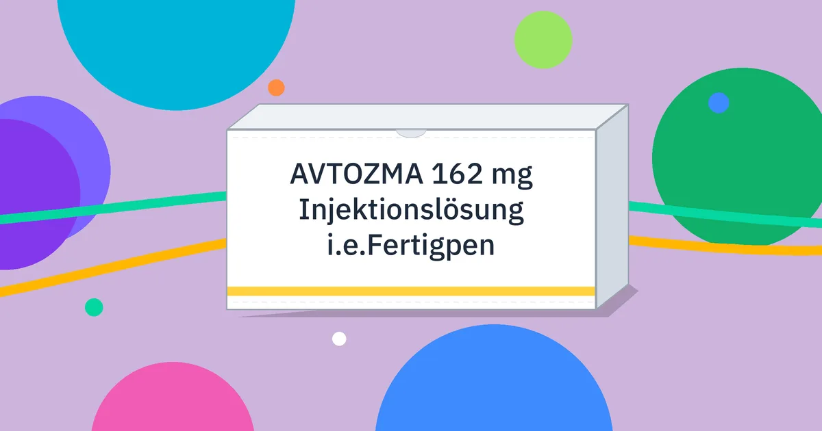Symbolbild: Packung mit der Aufschrift AVTOZMA 162 mg Injektionslösung i.e.Fertigpen (PZN 20657848) – Verfügbarkeit und Bezug in Apotheken in Frankfurt am Main
