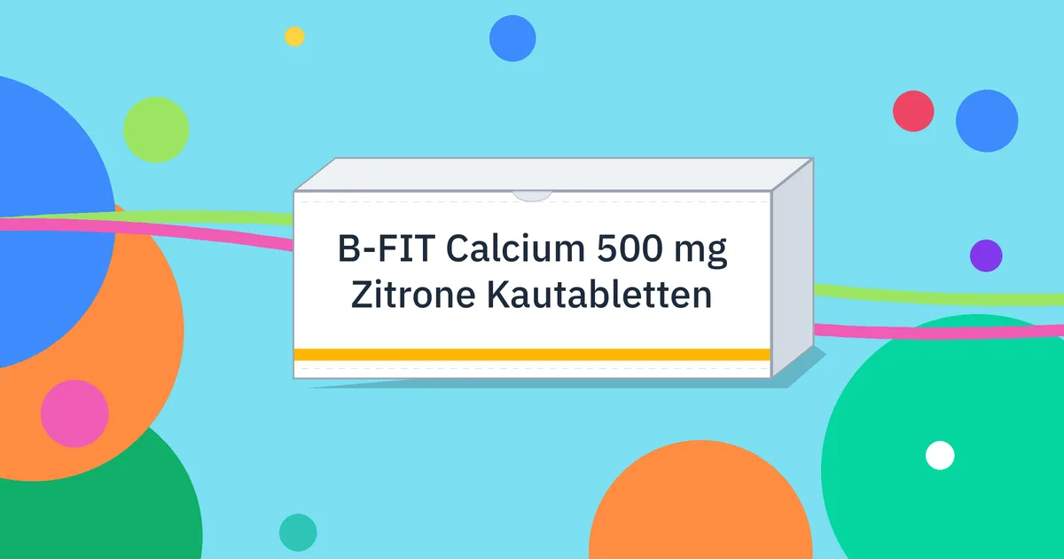 Symbolbild: Packung mit der Aufschrift B-FIT Calcium 500 mg Zitrone Kautabletten (PZN 16826417) – Verfügbarkeit und Bezug in Apotheken in Frankfurt am Main