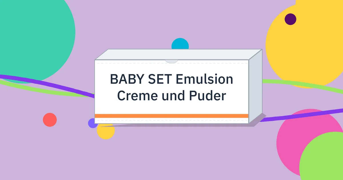 Symbolbild: Packung mit der Aufschrift BABY SET Emulsion Creme und Puder (PZN 06764661) – Verfügbarkeit und Bezug in Apotheken in Frankfurt am Main