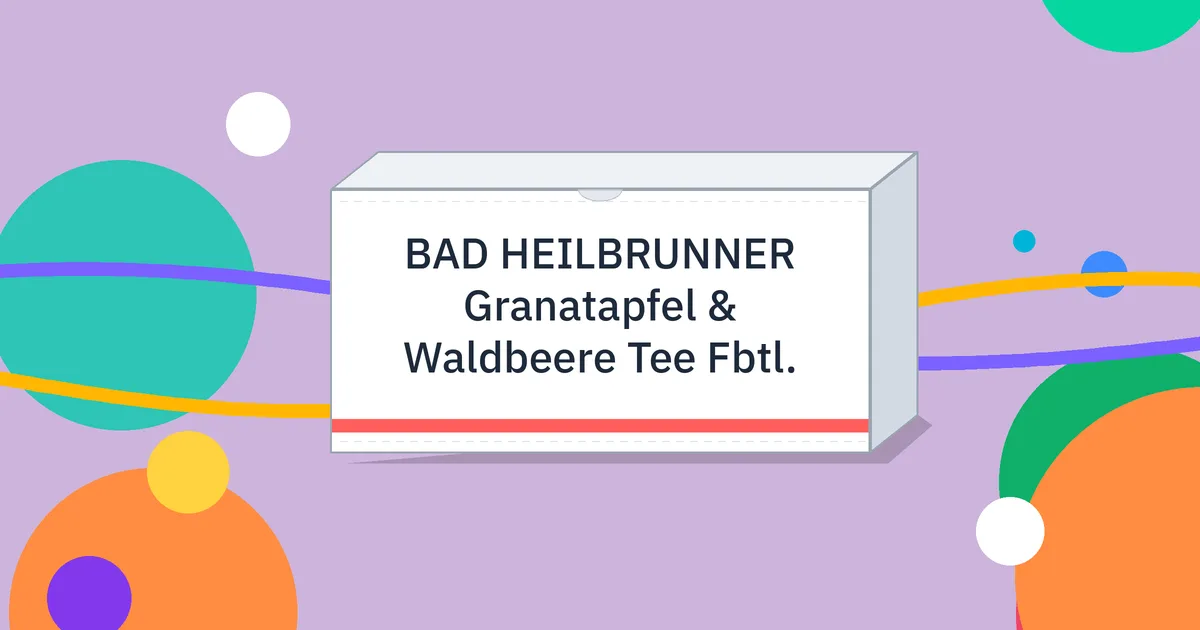 Symbolbild: Packung mit der Aufschrift BAD HEILBRUNNER Granatapfel & Waldbeere Tee Fbtl. (PZN 17437190) – Verfügbarkeit und Bezug in Apotheken in Frankfurt am Main