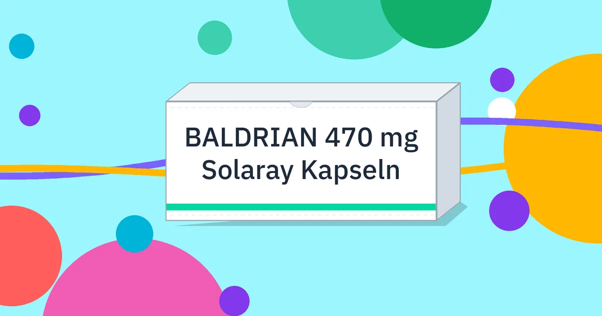 Symbolbild: Packung mit der Aufschrift BALDRIAN 470 mg Solaray Kapseln (PZN 17253403) – Verfügbarkeit und Bezug in Apotheken in Frankfurt am Main