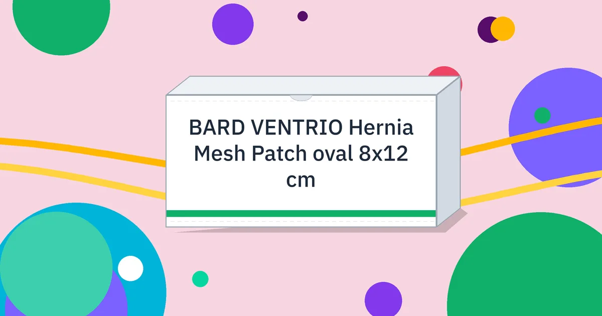 Symbolbild: Packung mit der Aufschrift BARD VENTRIO Hernia Mesh Patch oval 8x12 cm (PZN 05853641) – Verfügbarkeit und Bezug in Apotheken in Frankfurt am Main