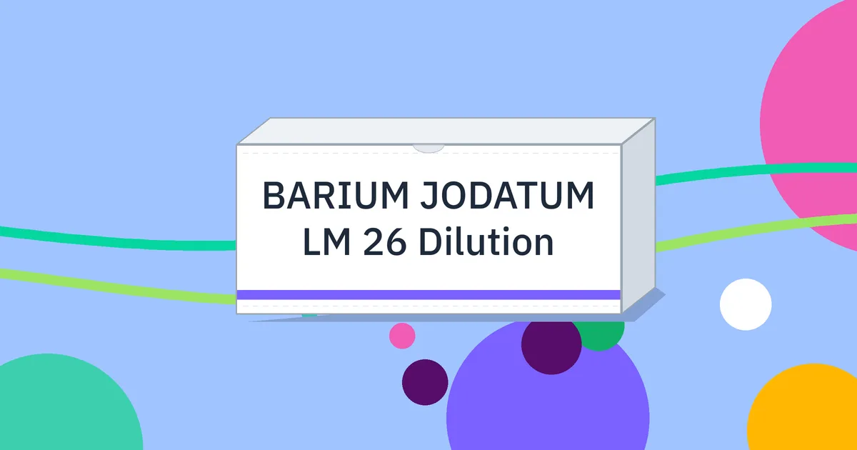 Symbolbild: Packung mit der Aufschrift BARIUM JODATUM LM 26 Dilution (PZN 12790013) – Verfügbarkeit und Bezug in Apotheken in Frankfurt am Main