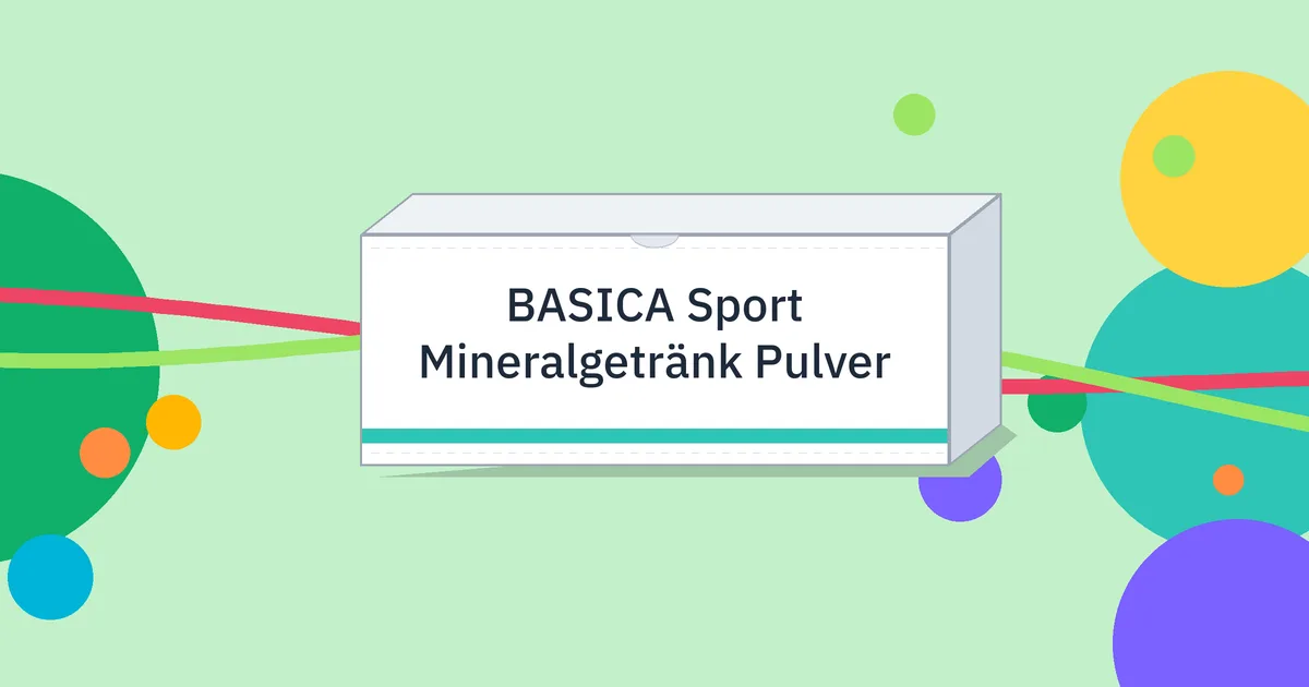 Symbolbild: Packung mit der Aufschrift BASICA Sport Mineralgetränk Pulver (PZN 00937215) – Verfügbarkeit und Bezug in Apotheken in Frankfurt am Main