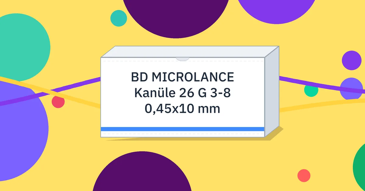 Symbolbild: Packung mit der Aufschrift BD MICROLANCE Kanüle 26 G 3-8 0,45x10 mm (PZN 16016374) – Verfügbarkeit und Bezug in Apotheken in Frankfurt am Main