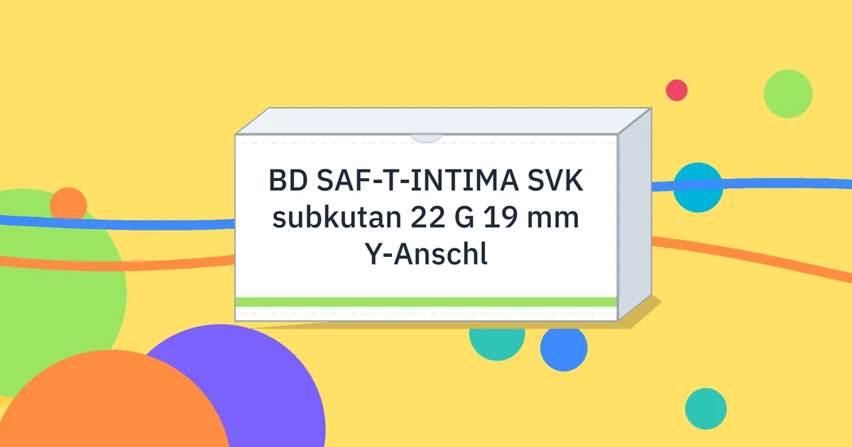 Symbolbild: Packung mit der Aufschrift BD SAF-T-INTIMA SVK subkutan 22 G 19 mm Y-Anschl (PZN 19879762) – Verfügbarkeit und Bezug in Apotheken in Frankfurt am Main