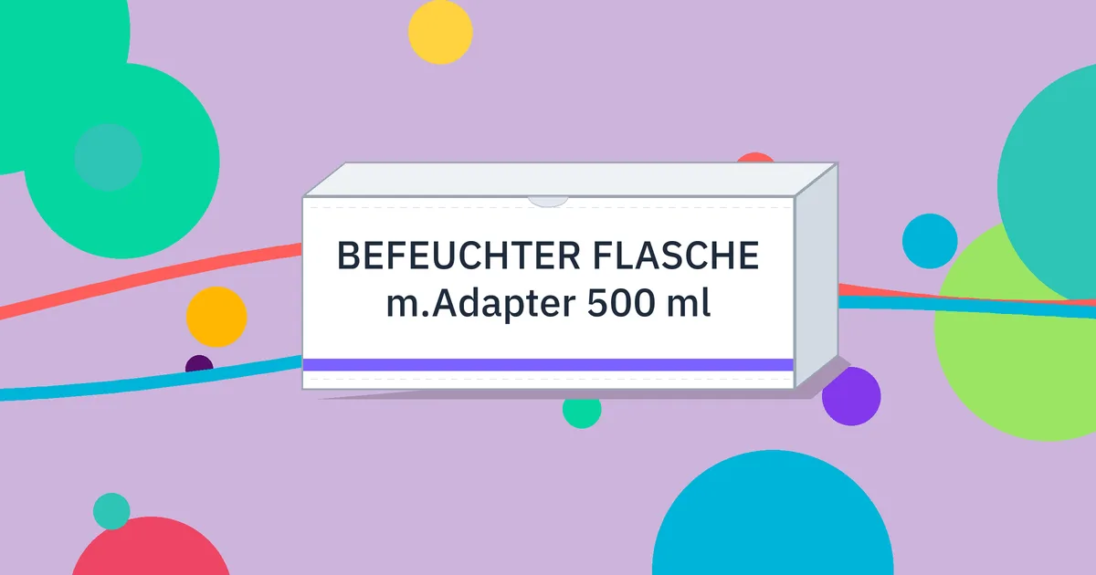 Symbolbild: Packung mit der Aufschrift BEFEUCHTER FLASCHE m.Adapter 500 ml (PZN 06908947) – Verfügbarkeit und Bezug in Apotheken in Frankfurt am Main