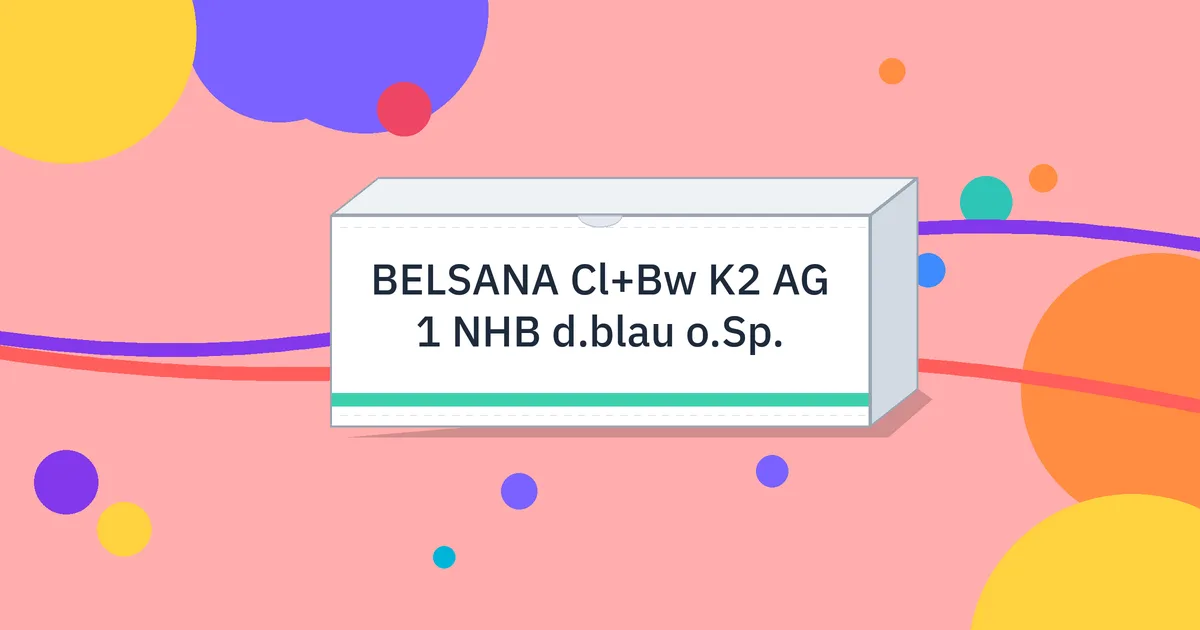 Symbolbild: Packung mit der Aufschrift BELSANA Cl+Bw K2 AG 1 NHB d.blau o.Sp. (PZN 15626780) – Verfügbarkeit und Bezug in Apotheken in Frankfurt am Main