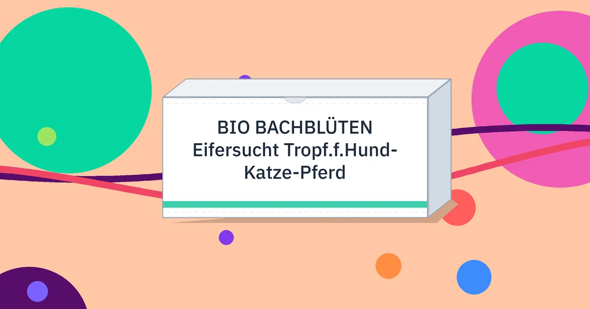 Symbolbild: Packung mit der Aufschrift BIO BACHBLÜTEN Eifersucht Tropf.f.Hund-Katze-Pferd (PZN 13332991) – Verfügbarkeit und Bezug in Apotheken in Frankfurt am Main