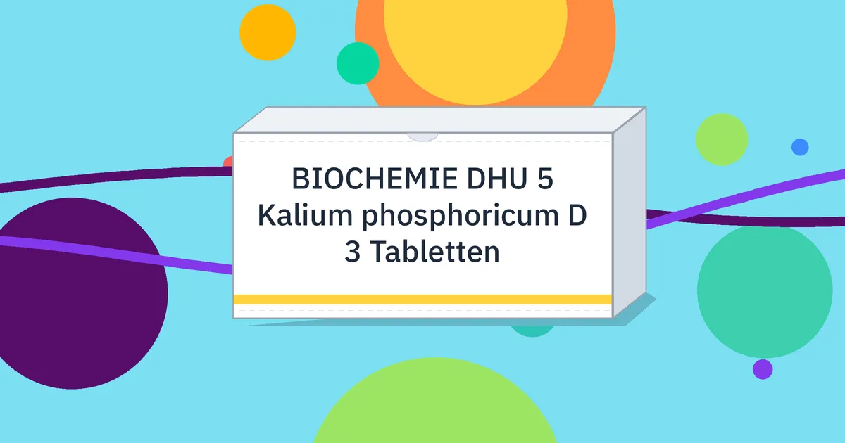Symbolbild: Packung mit der Aufschrift BIOCHEMIE DHU 5 Kalium phosphoricum D 3 Tabletten (PZN 06584054) – Verfügbarkeit und Bezug in Apotheken in Frankfurt am Main
