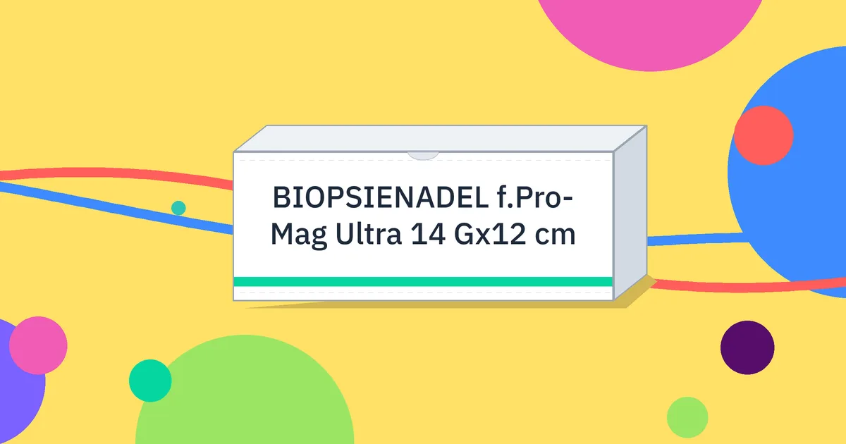 Symbolbild: Packung mit der Aufschrift BIOPSIENADEL f.Pro-Mag Ultra 14 Gx12 cm (PZN 07566650) – Verfügbarkeit und Bezug in Apotheken in Frankfurt am Main