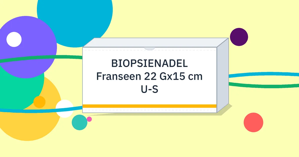 Symbolbild: Packung mit der Aufschrift BIOPSIENADEL Franseen 22 Gx15 cm U-S (PZN 06771187) – Verfügbarkeit und Bezug in Apotheken in Frankfurt am Main
