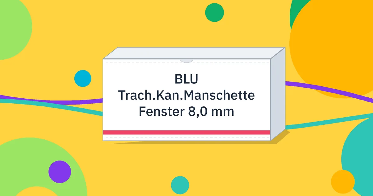 Symbolbild: Packung mit der Aufschrift BLU Trach.Kan.Manschette Fenster 8,0 mm (PZN 02150264) – Verfügbarkeit und Bezug in Apotheken in Frankfurt am Main