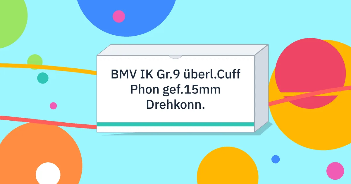 Symbolbild: Packung mit der Aufschrift BMV IK Gr.9 überl.Cuff Phon gef.15mm Drehkonn. (PZN 20140022) – Verfügbarkeit und Bezug in Apotheken in Frankfurt am Main