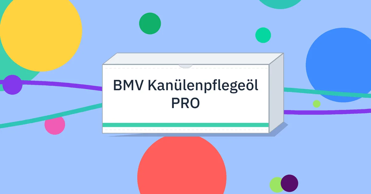 Symbolbild: Packung mit der Aufschrift BMV Kanülenpflegeöl PRO (PZN 19182736) – Verfügbarkeit und Bezug in Apotheken in Frankfurt am Main
