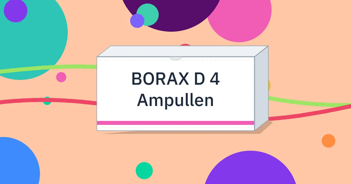 Symbolbild: Packung mit der Aufschrift BORAX D 4 Ampullen (PZN 11704520) – Verfügbarkeit und Bezug in Apotheken in Frankfurt am Main